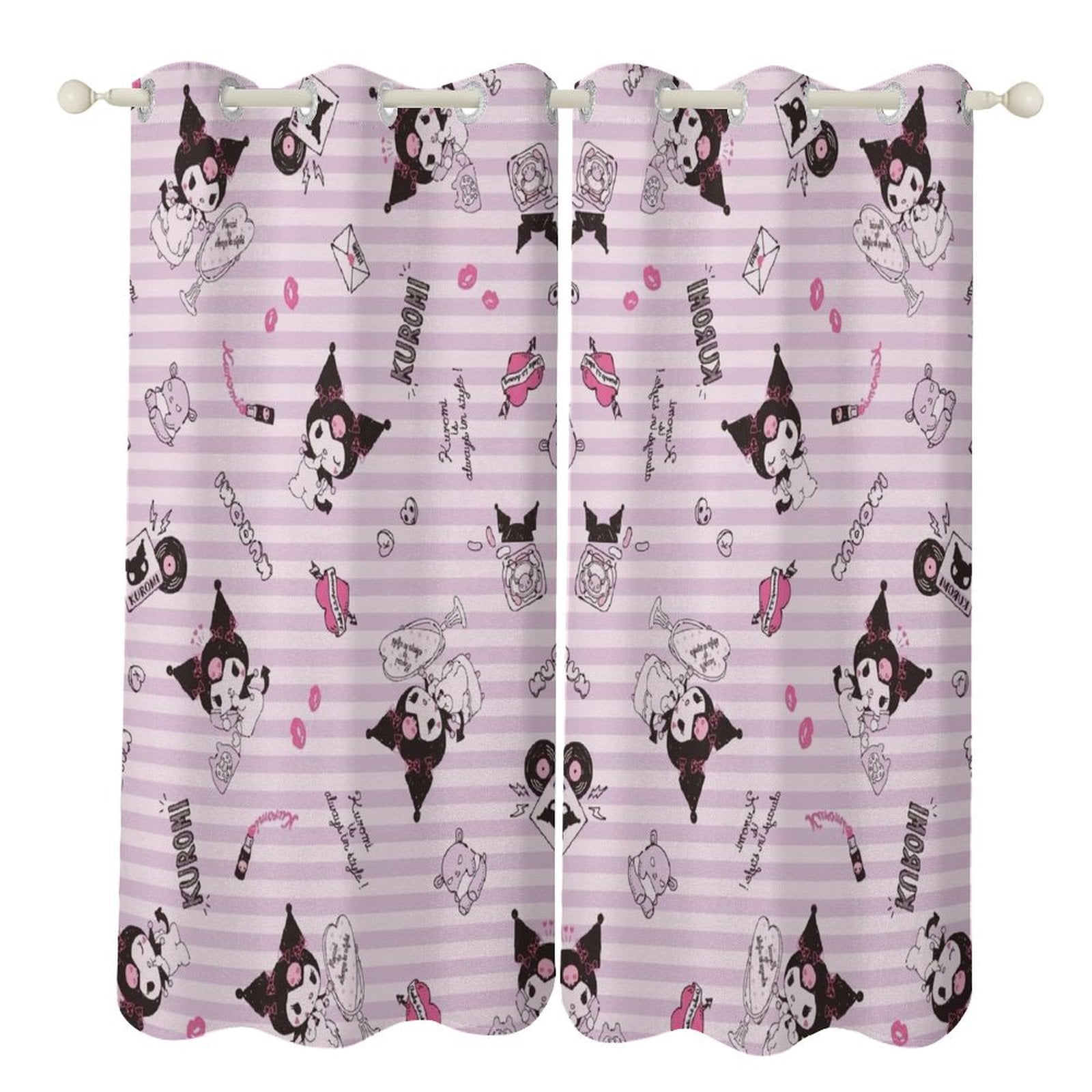 Kuromi Stripe Curtains 72 Inch,Blackout Curtains,Cartoon Curtains for ...
