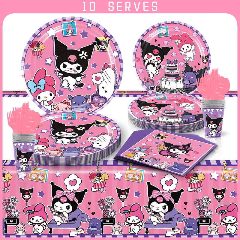 Kuromi Tableware Set Kit Cups Plates Cups Party Supplies Birthday ...