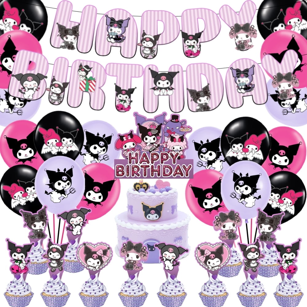 Kuromi Theme Birthday Party Decor Supplies Kits, Including Cake Toppers ...
