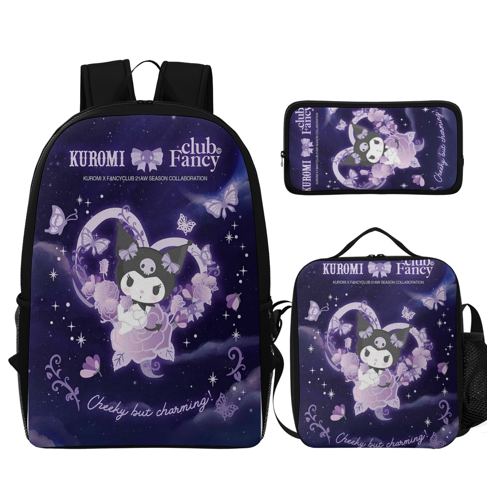 Kuromi Three piece backpack set for young lunch bag pencil case ...