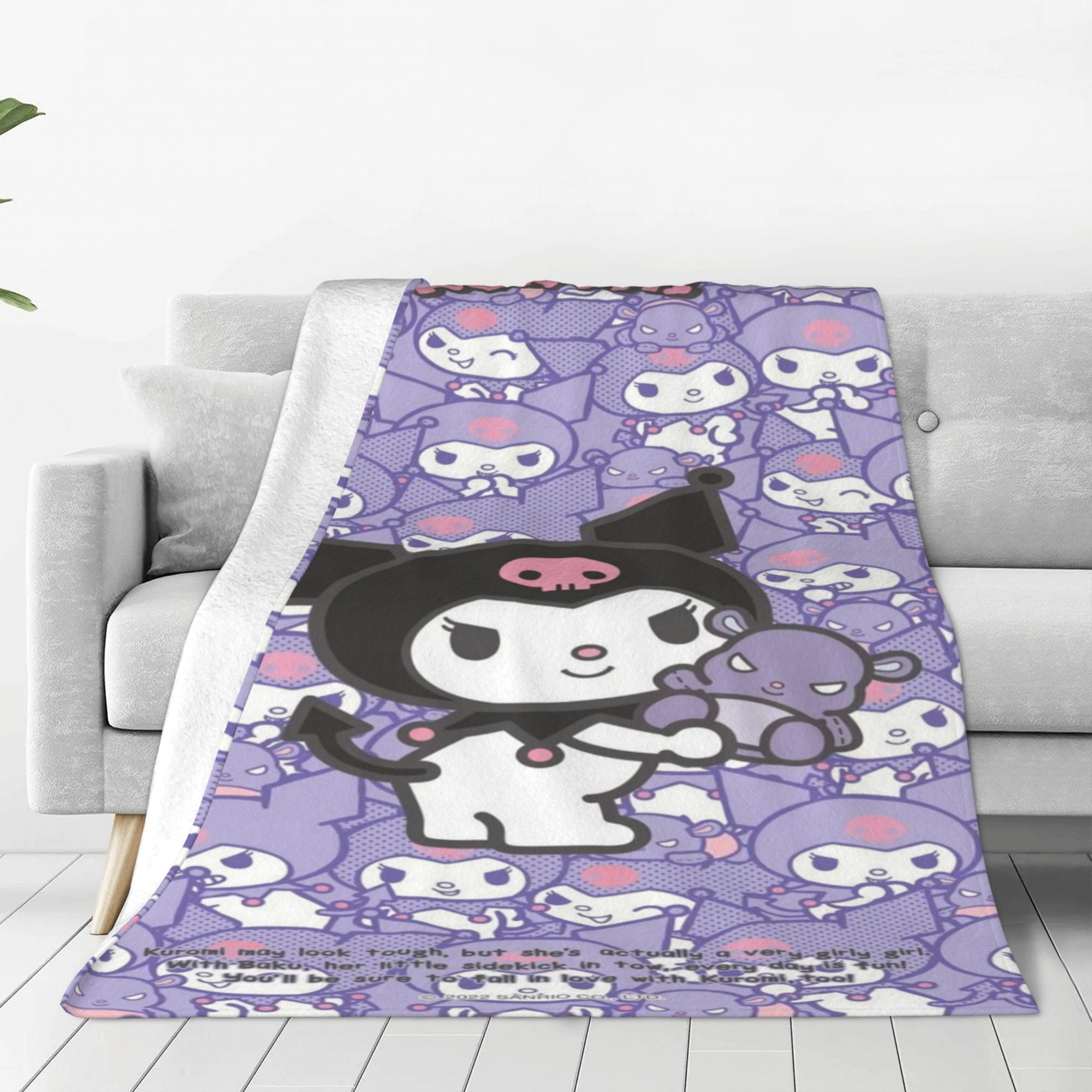 Kuromi Throw Blanket Soft Plush Travel Blanket For Bedroom Living Room ...