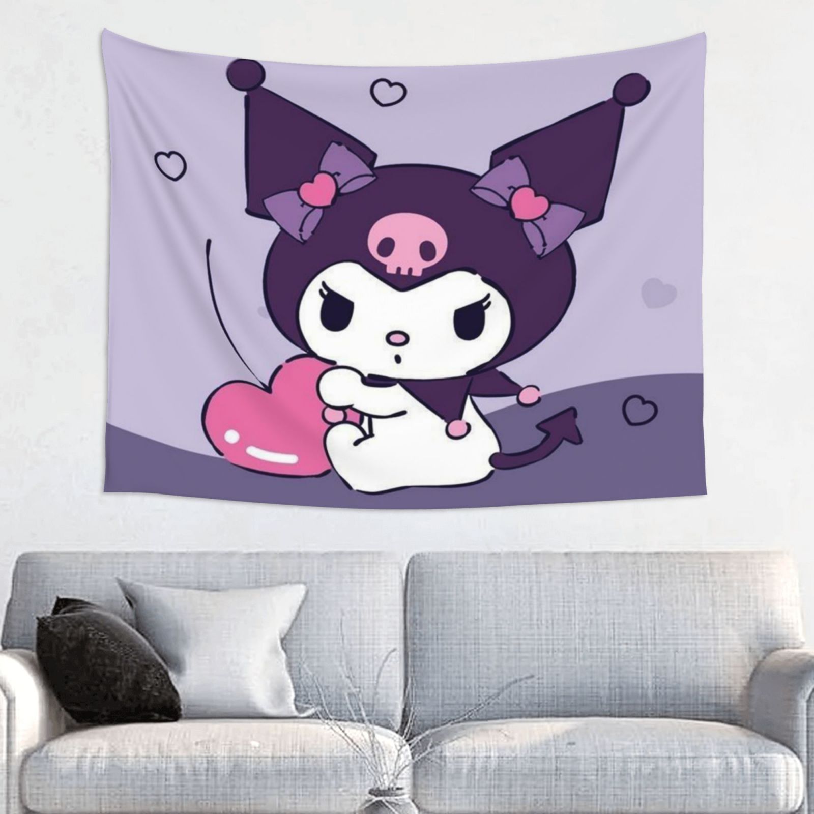 Kuromi Wall Tapestry Cartoon Poster for Bedroom Aesthetics Funny Decor ...