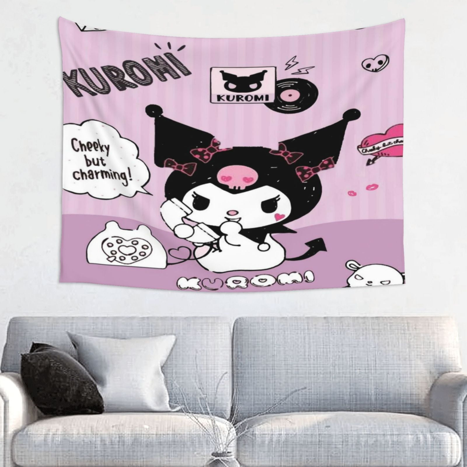 Kuromi Wall Tapestry Cartoon Poster for Bedroom Aesthetics Funny Decor ...