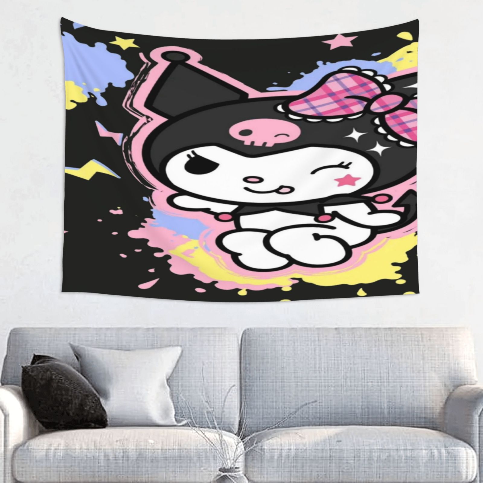 Kuromi Wall Tapestry Cartoon Poster for Bedroom Aesthetics Funny Decor ...