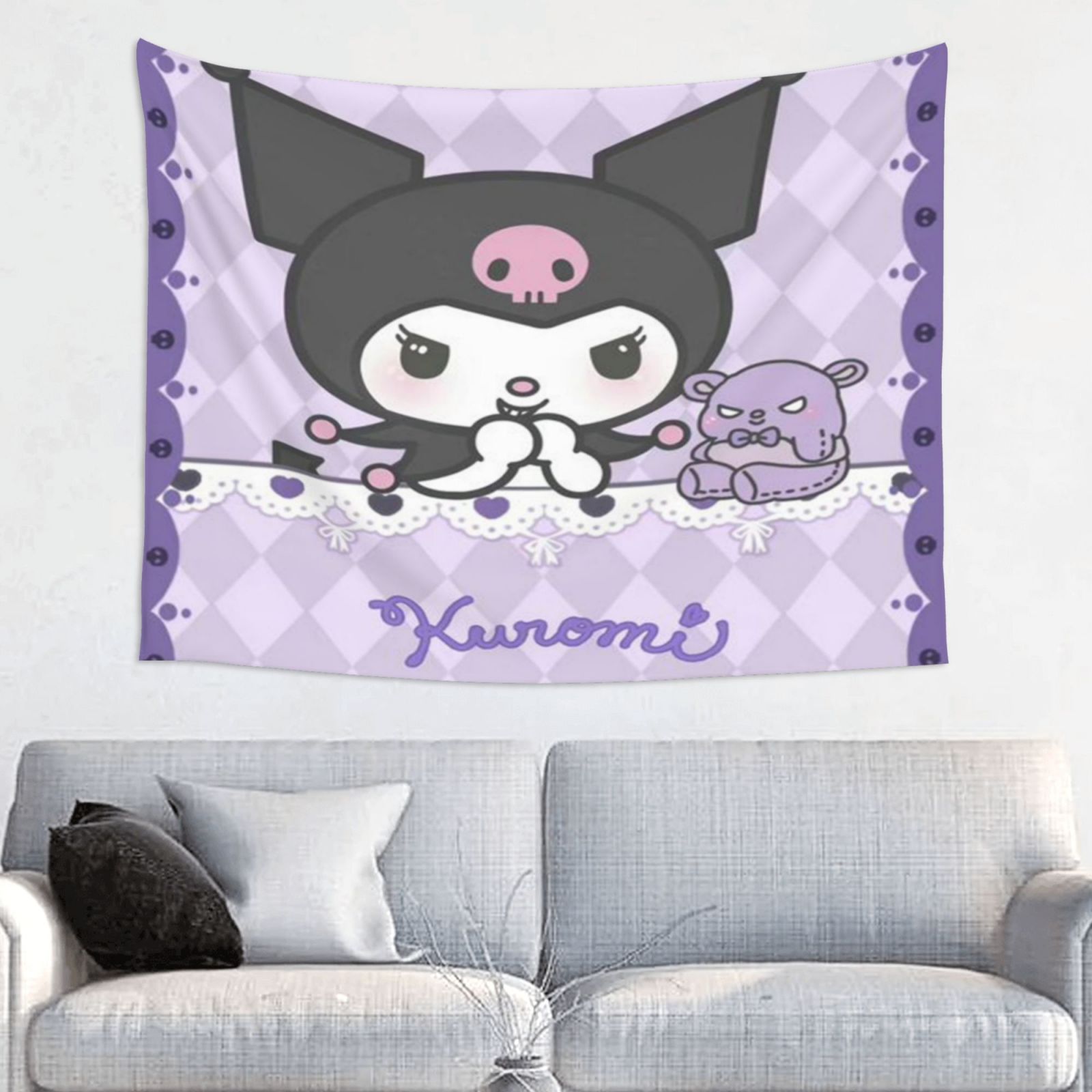 Kuromi Wall Tapestry Cartoon Poster for Bedroom Aesthetics Funny Decor ...