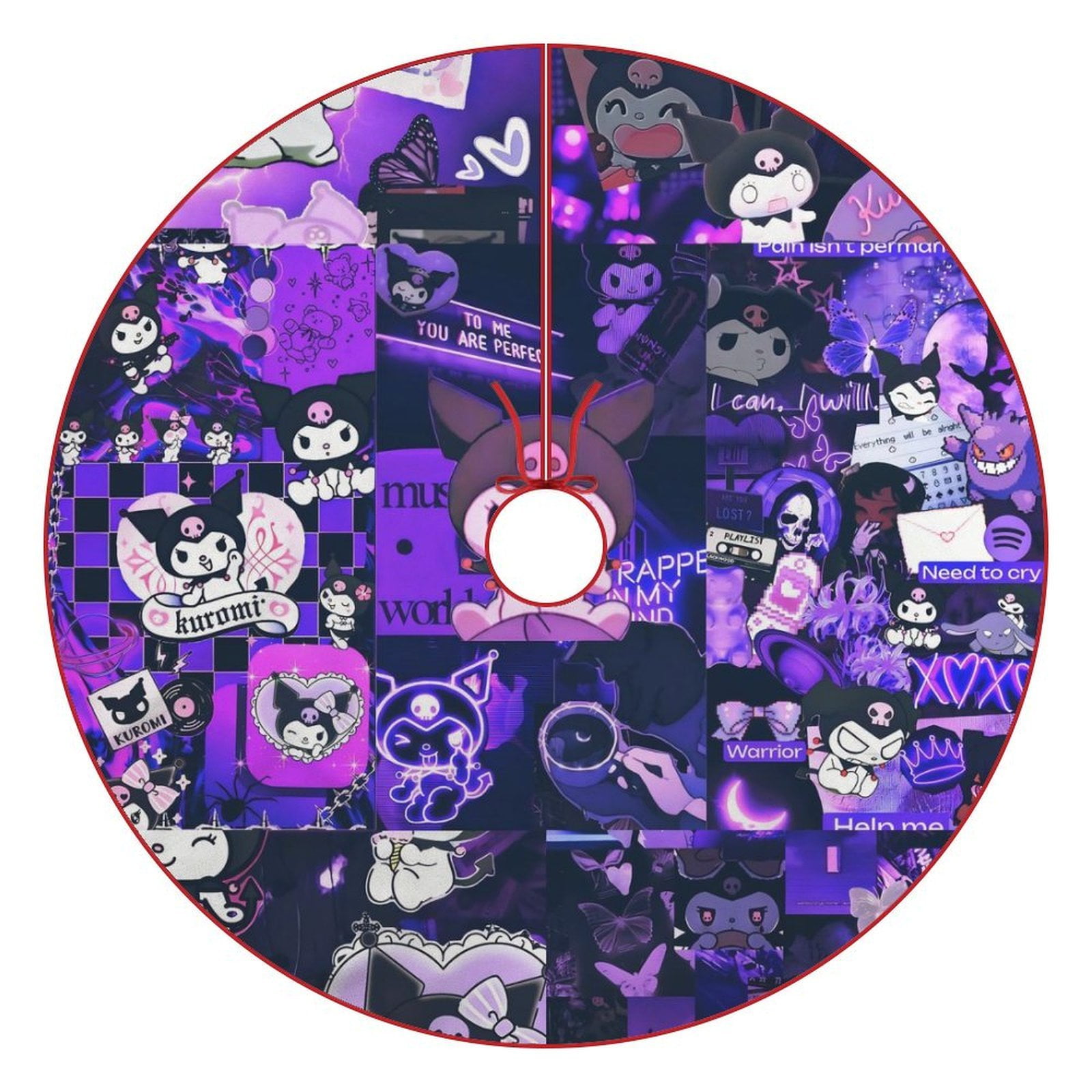 Kuromi Wallpaper55 Large Merry Christmas Tree Skirt, Funny Soft Trimmed ...