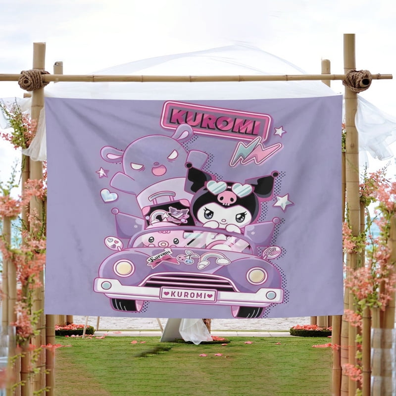 Kuromi pattern wall hanging 50*60 inches high-quality peach skin velvet ...