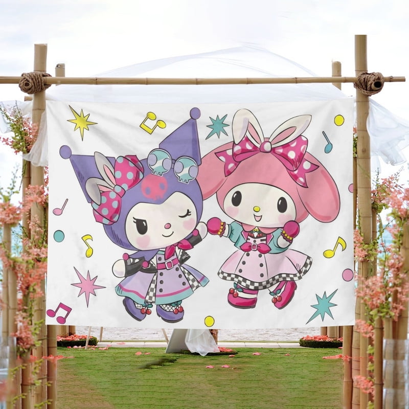 Kuromi pattern wall hanging 50*60 inches high-quality peach skin velvet ...