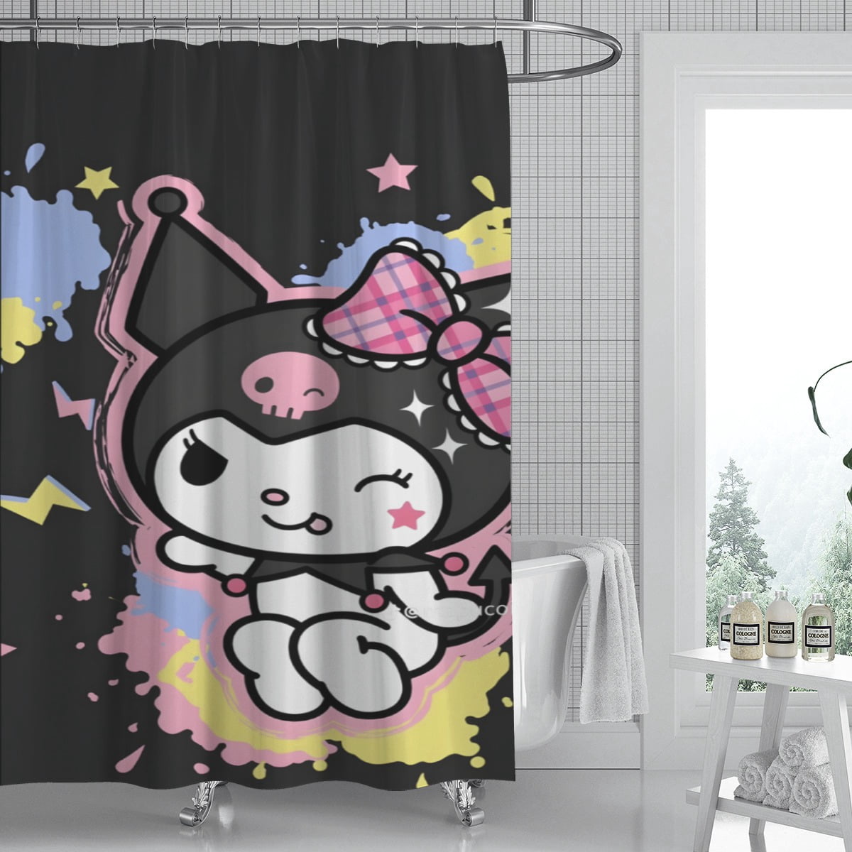 Kuromi shower curtain showcases an iconic artwork, is completely ...