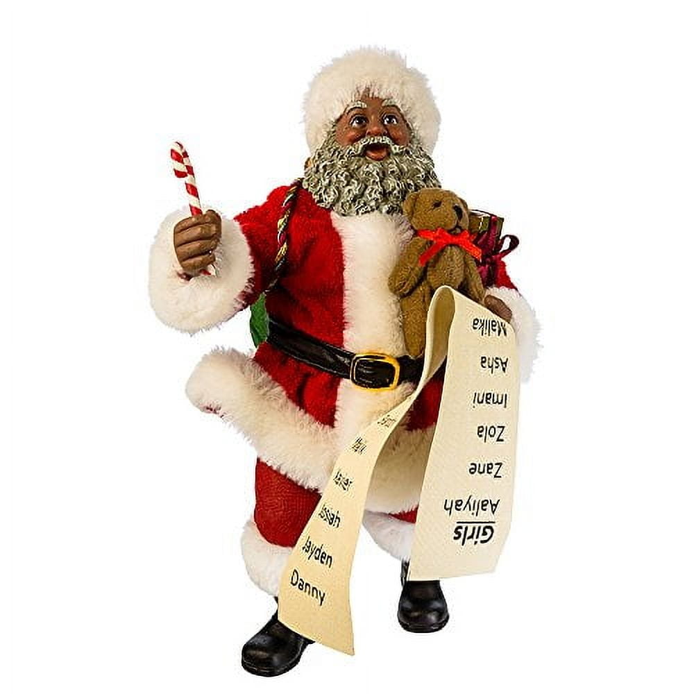 Kurt Adler 10.5-Inch Fabriché Black Santa with List and Candy Cane ...