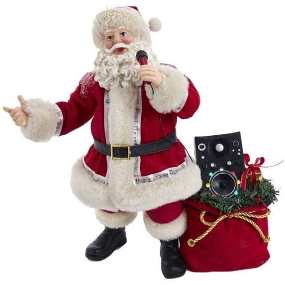 Kurt Adler 10.5-Inch Battery-Operated Fabriche Musical Karaoke Santa ...