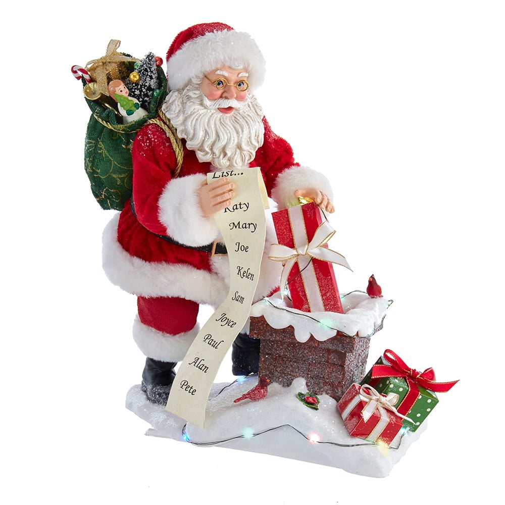 Kurt Adler 10.5-Inch Fabriché Battery-Operated Santa Next To Lit ...
