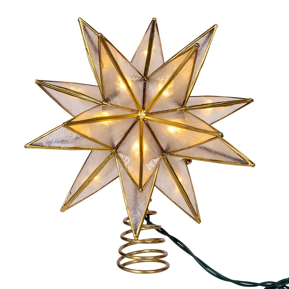 Kurt Adler 10-Light LED 15-Point Gold Sputnik Capiz Tree Topper ...