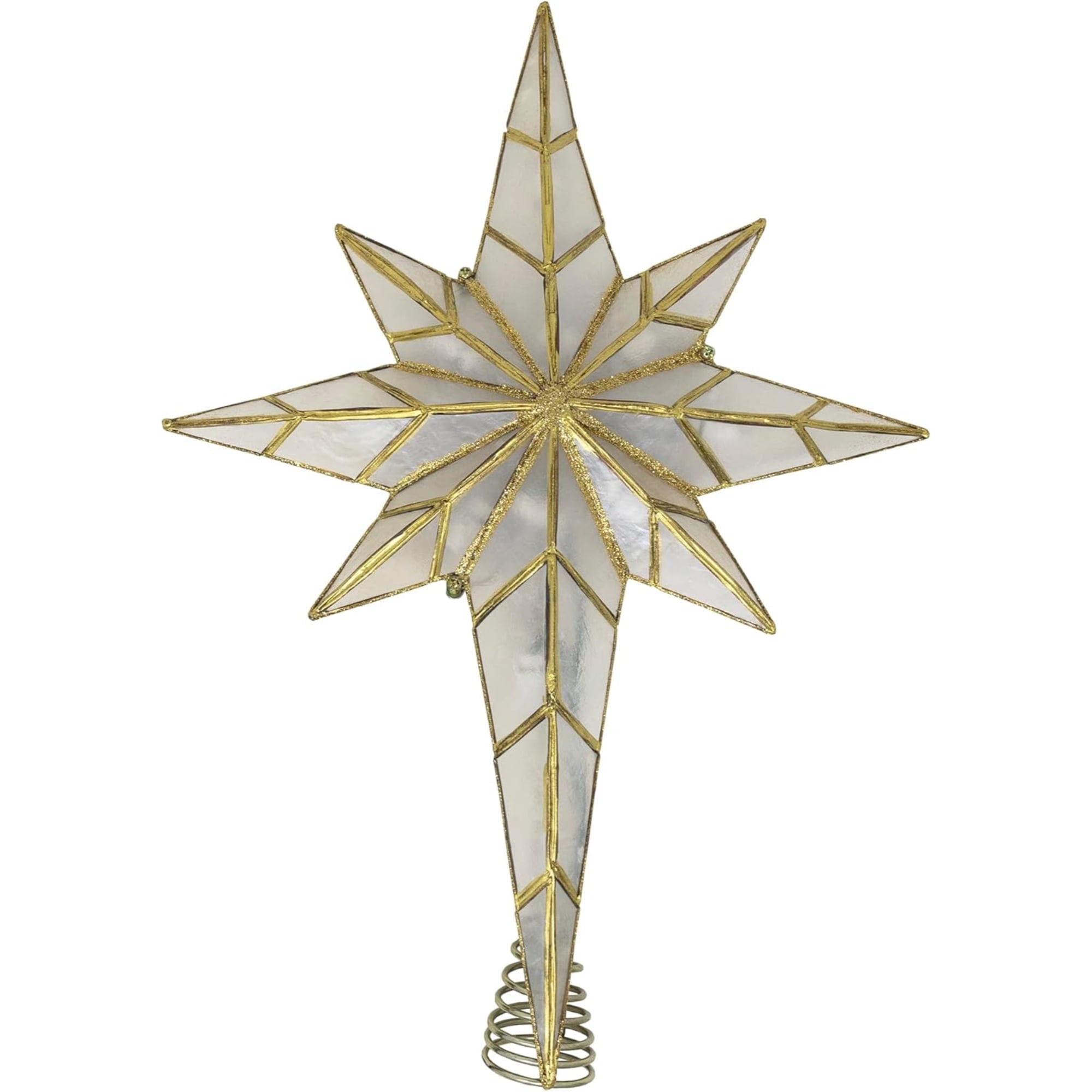 Kurt Adler 10-Light LED Capiz Bethlehem Star Tree Topper, 8-Point ...