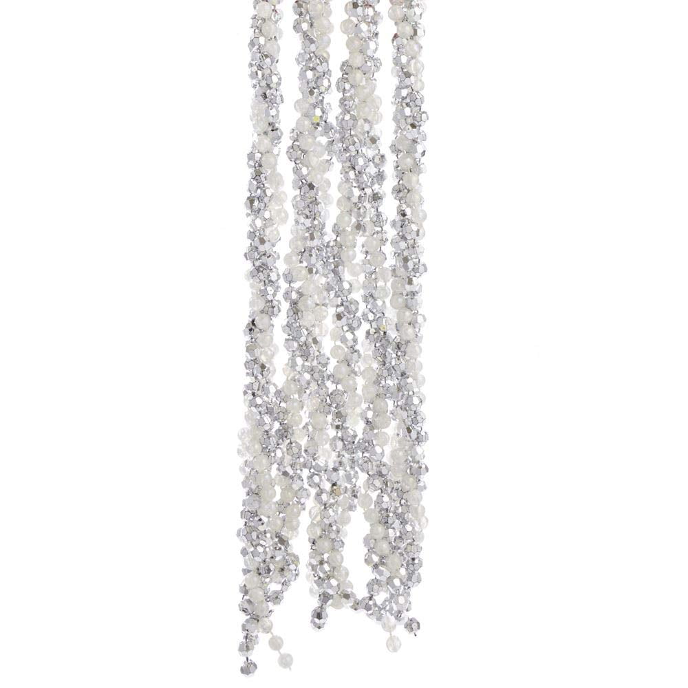 Kurt Adler 108-inch Silver and White Iridescent Twisted Bead Garland ...