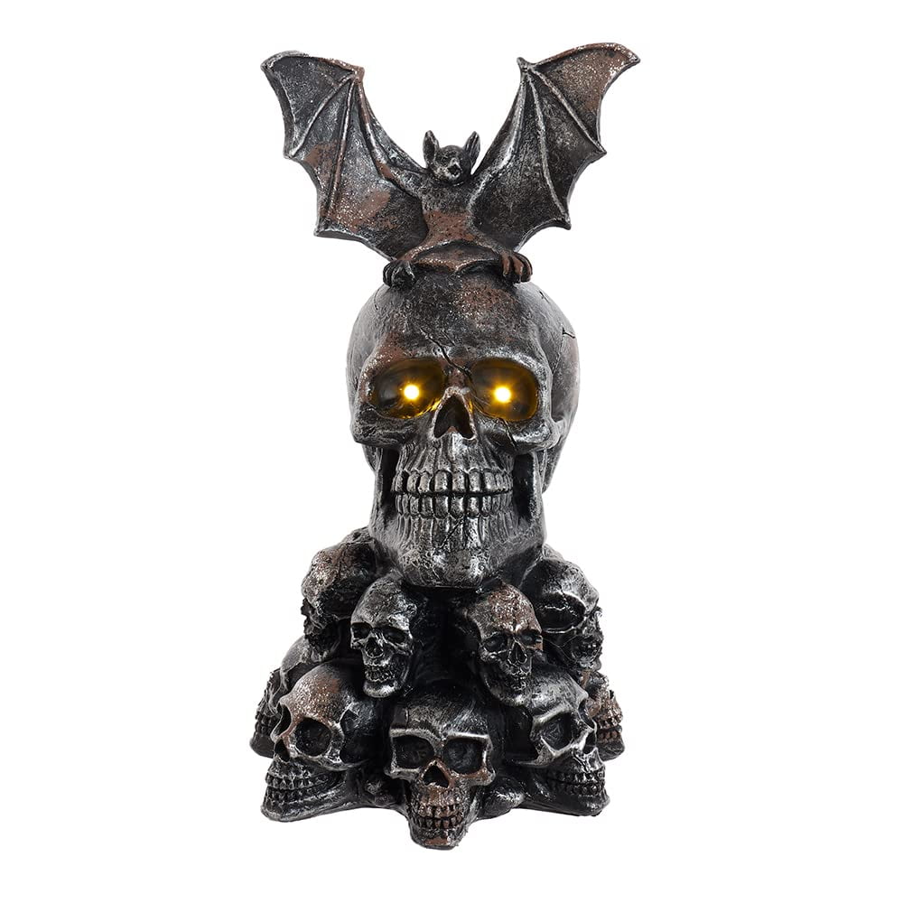 Kurt Adler 11.5-Inch Battery-Operated Bat On Skull Table Piece ...