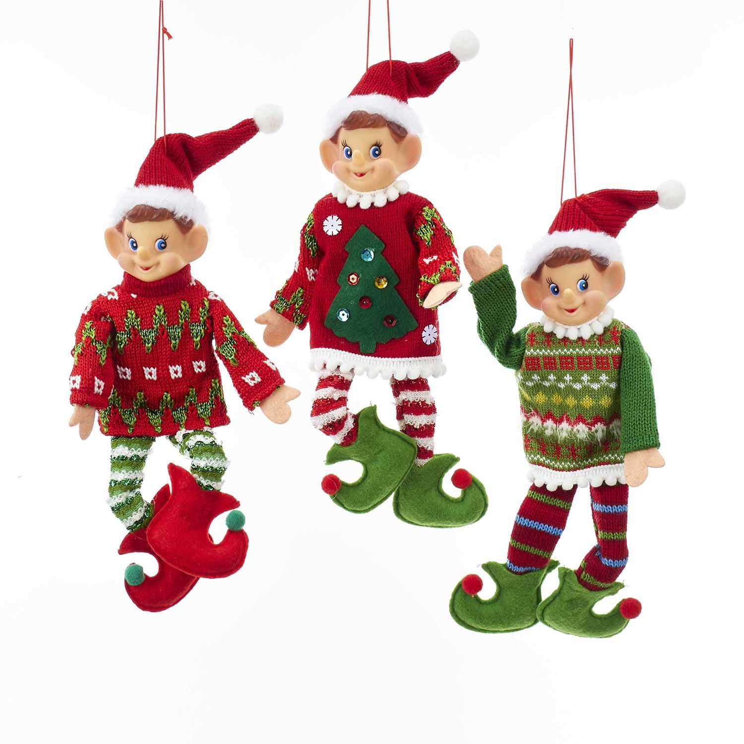Free Shipping! Kurt Adler 11" Christmas Elf Ornament, Set Of 3 ...