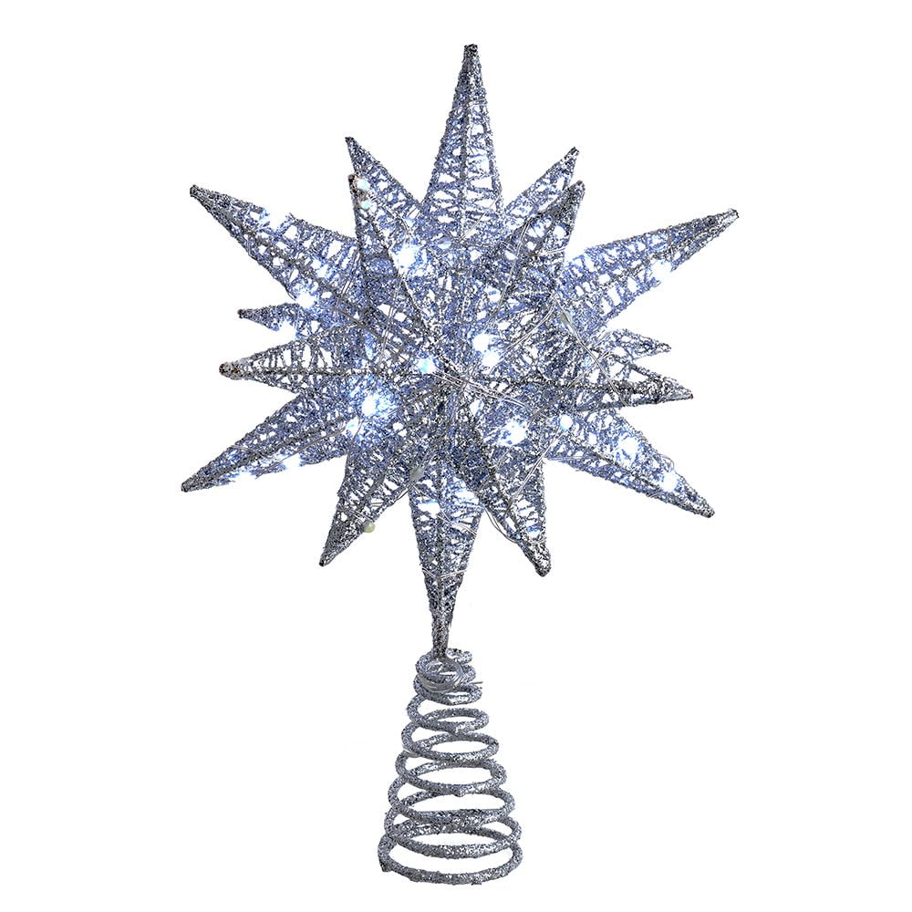 Kurt Adler 11-Inch Pre-Lit Twinkling LED 60-Light Silver Starburst Tree ...