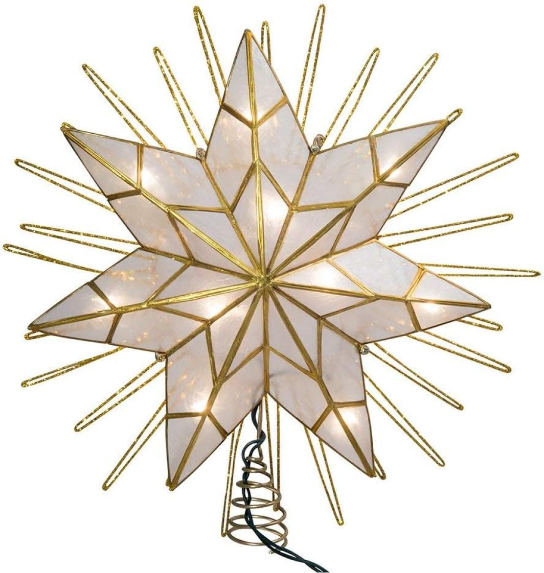 Kurt Adler 12" 7-Point Natural Capiz Lighted Tree Topper | Christmas ...