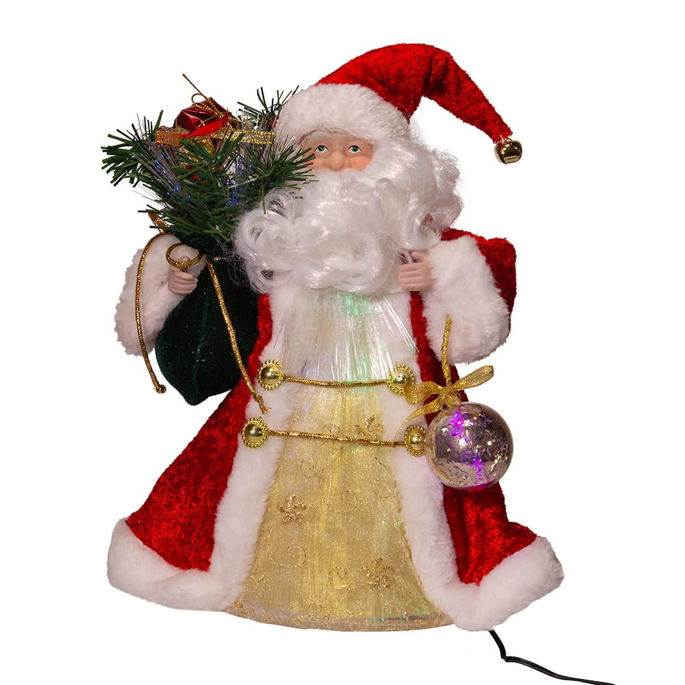 Kurt Adler 12-Inch CUL Fiber Optic LED Santa Treetop - Walmart.com