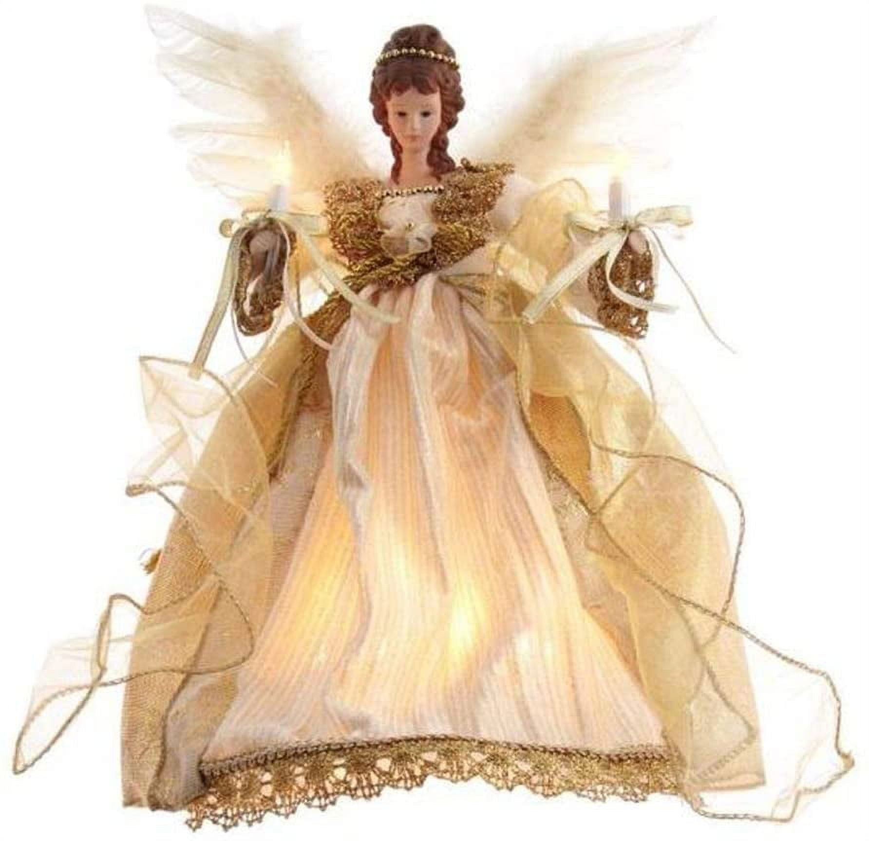 Kurt Adler 12-Inch UL 10-Light Gold Angel Treetop - Walmart.com