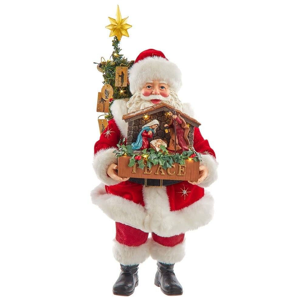 Kurt Adler 13-Inch Fabriché Battery-Operated LED Santa with Nativity ...
