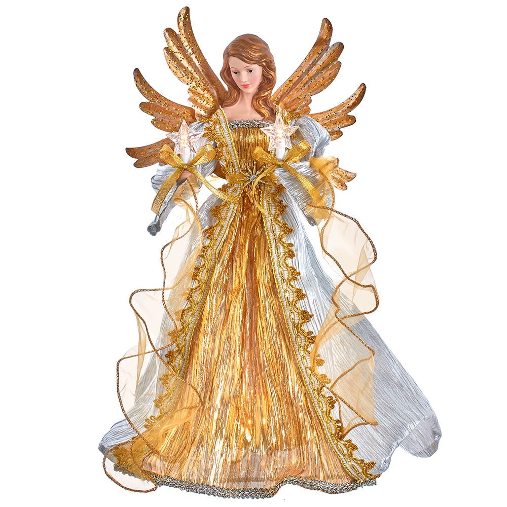 Kurt Adler 16-Inch Ombre Silver/Gold Angel Tree Topper - Walmart.com
