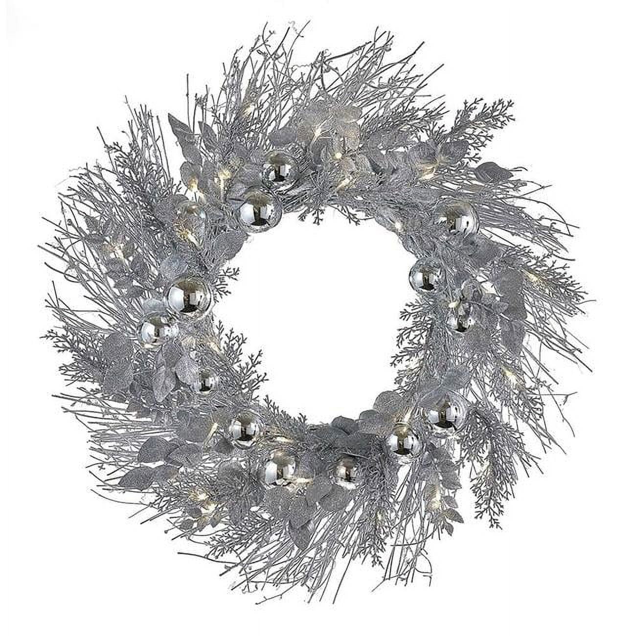 Kurt Adler 24-Inch Battery-Operated Silver Twig LED Wreath - Walmart.com