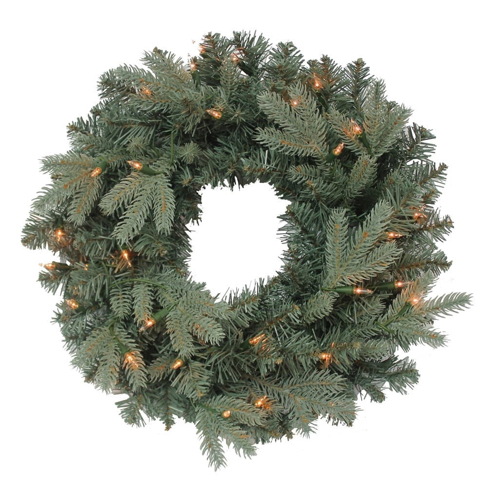 Kurt Adler 24-Inch Pre-Lit Clear Incandescent Blue Spruce Wreath ...