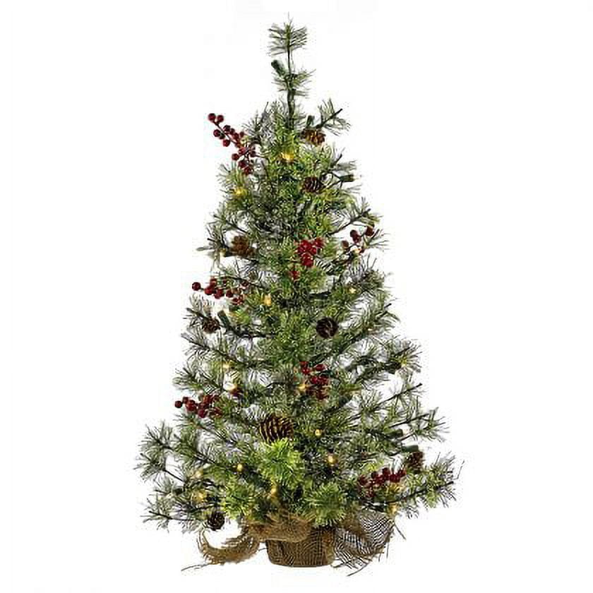 Kurt Adler 24-Inch Pre-lit Mini Pinecone and Berries Tree - Walmart.com