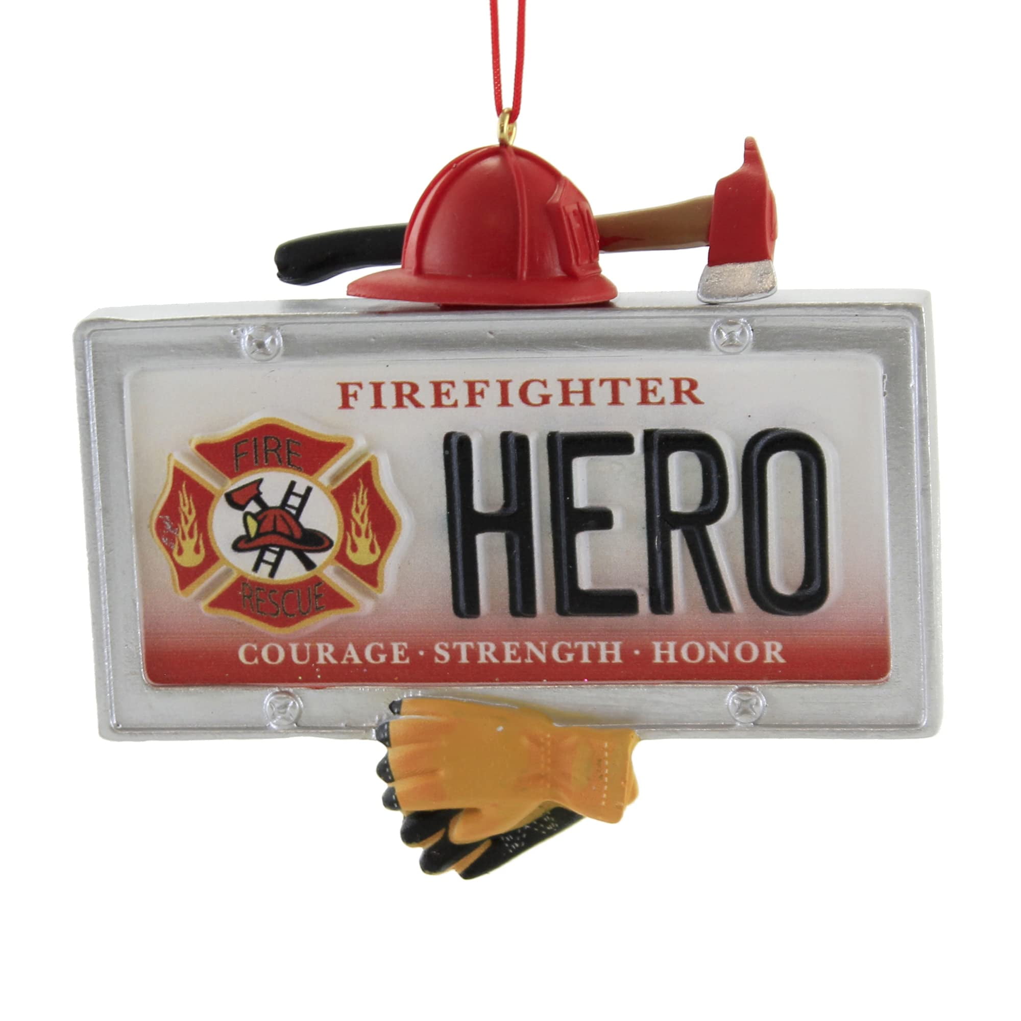 Kurt Adler 3.5-Inch Firefighter Hero License Plate Christmas Ornament ...