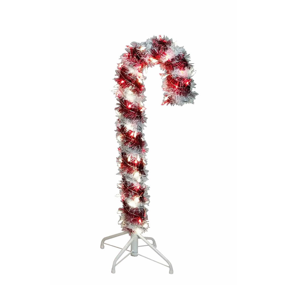 Kurt Adler 3-Foot Pre-Lit Christmas Xmas Red and White LED Tinsel Candy ...