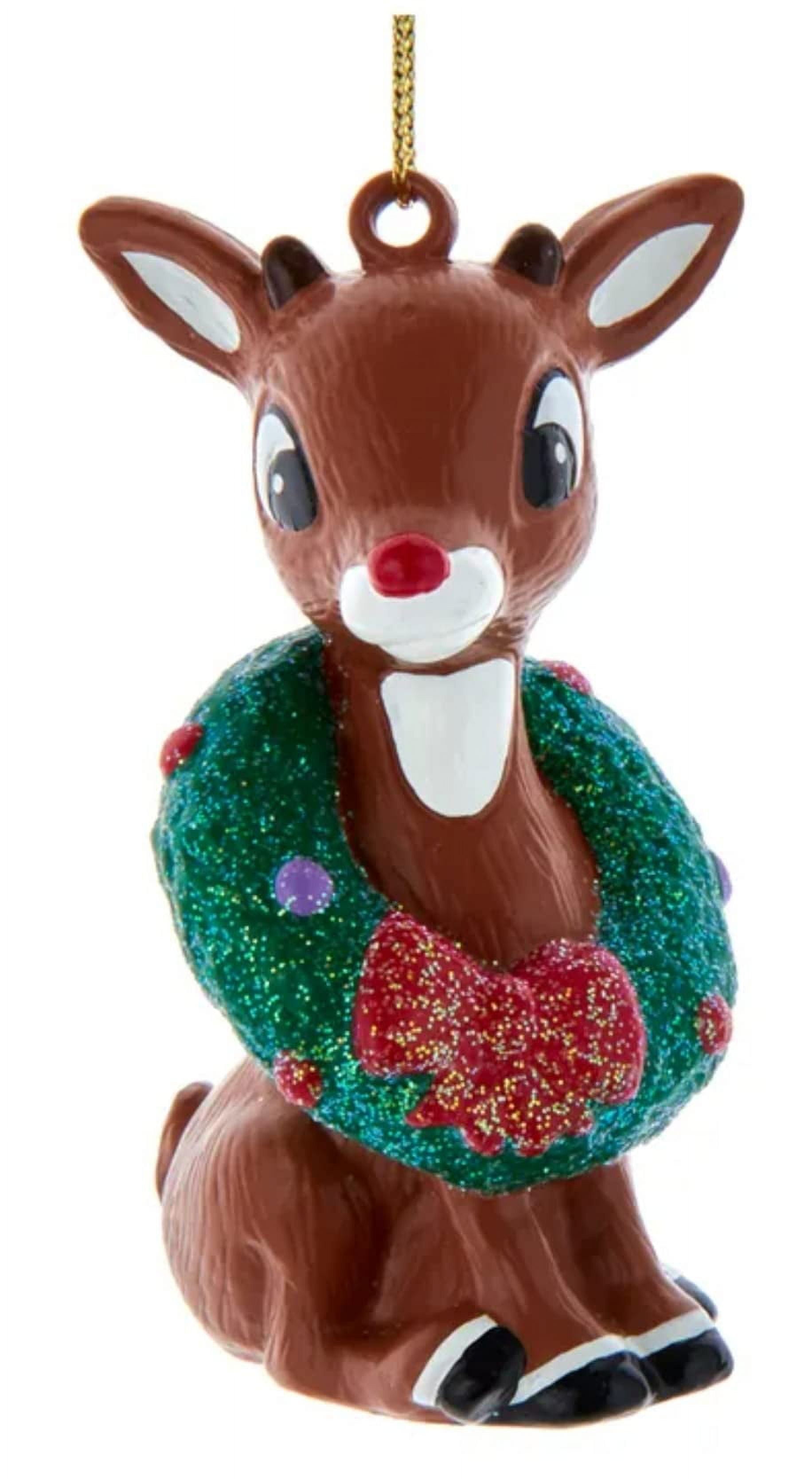 Kurt Adler 4-Inch Rudolph the Red Nose Reindeer with Wreath Christmas ...