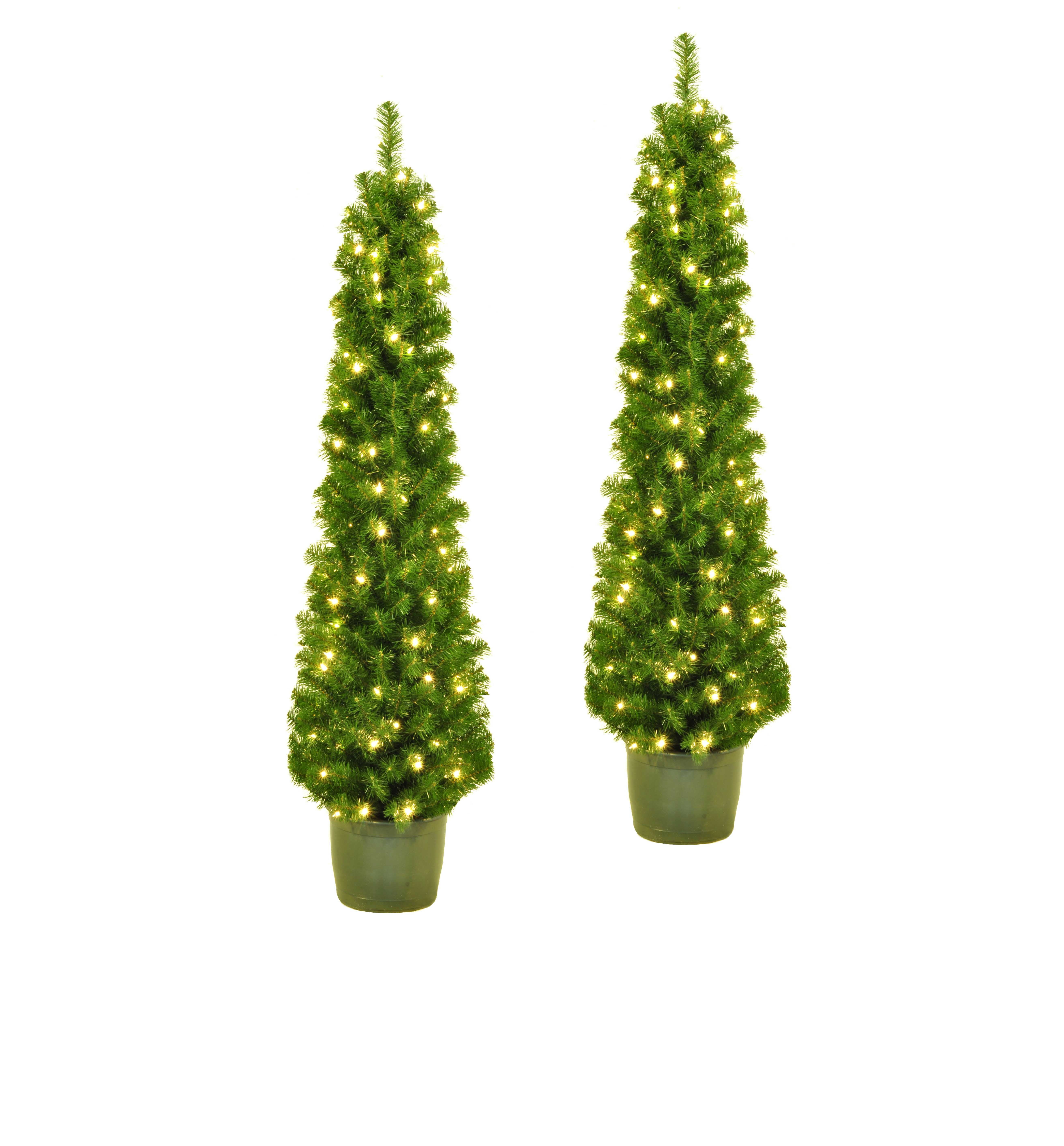 Kurt Adler 5-Foot Pre-Lit Potted Tree Set (Set of 2 Trees) - Walmart.com