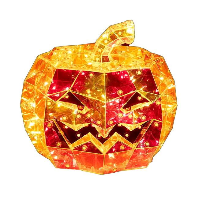 Kurt Adler 6.5-Inch 100-Light Orange Micro LED Holographic Jack-O ...