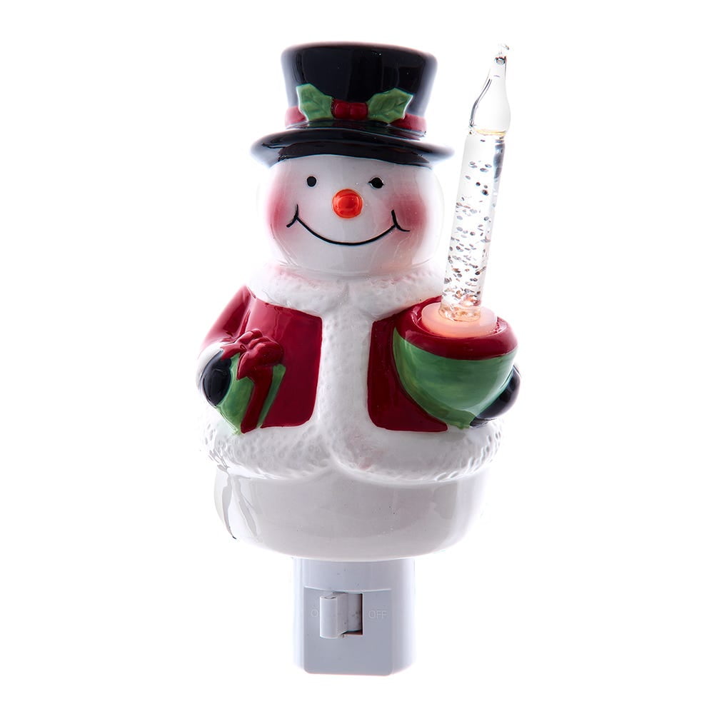 Kurt Adler 6.5-Inch UL Ceramic Snowman With Bubble Light Night Light ...