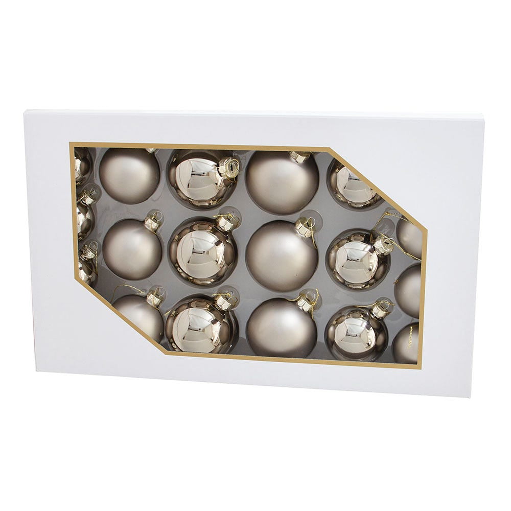 Kurt Adler 60-80MM Shiny and Matte Pewter Glass Ball Ornaments, 20 ...