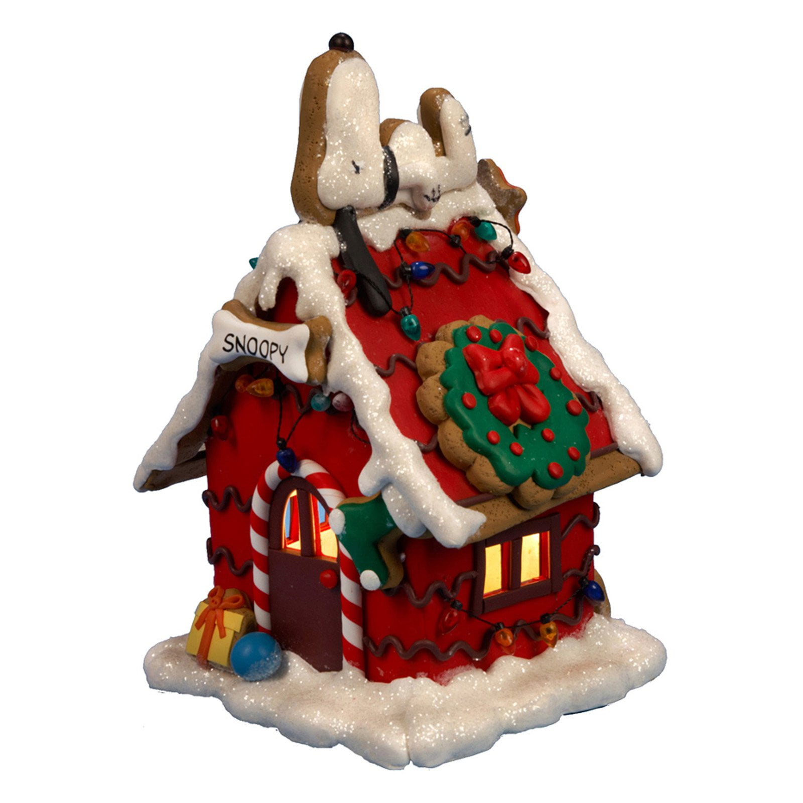 Kurt Adler 9.84" Snoopy Gingerbread C7 Lited House - Walmart.com