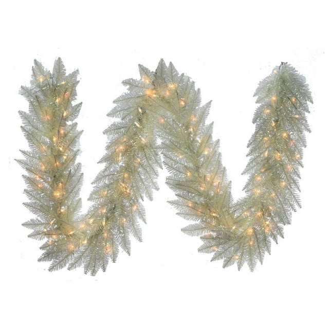 Kurt Adler 9-Foot Pre-Lit Clear Incandescent Iridescent Garland ...