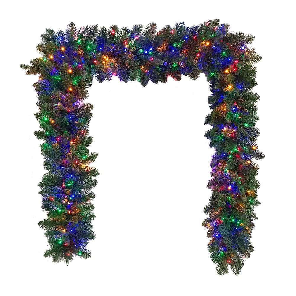 Kurt Adler 9-Foot Prelit Multicolored LED Noble Fir Garland - Walmart.com