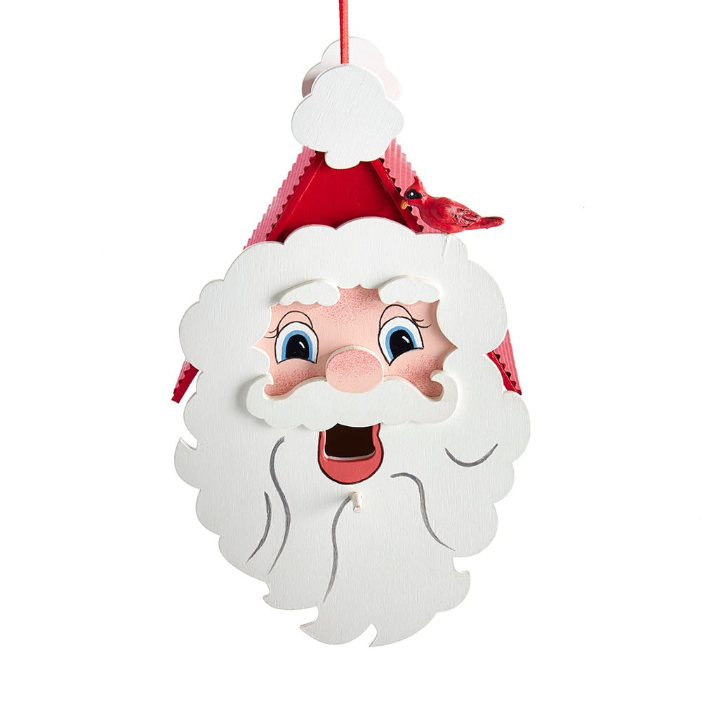 Kurt Adler 9-Inch Wooden Santa Head Birdhouse Ornament - Walmart.com