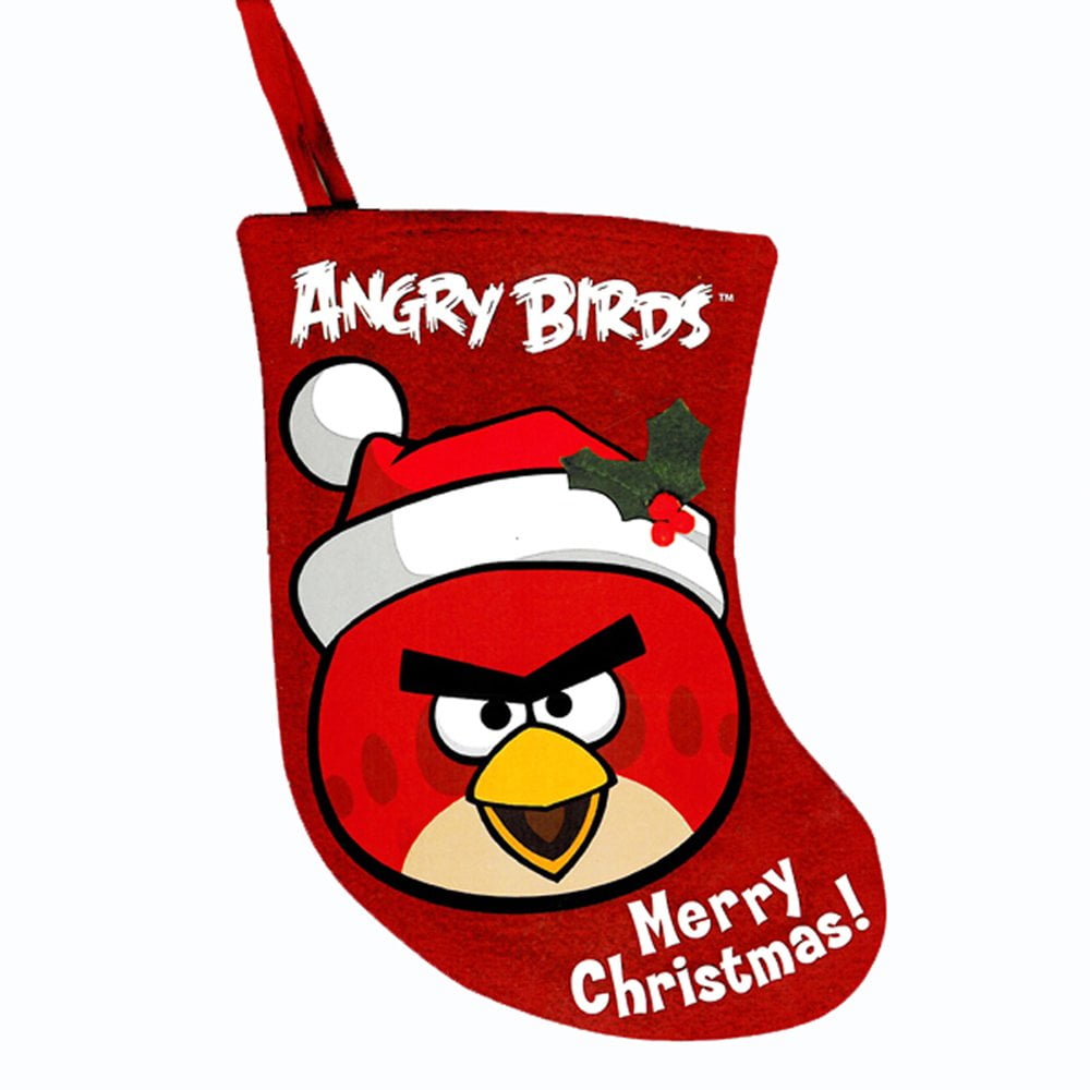 Kurt Adler Angry Birds 6.5 Red Bird Miniature Applique Stocking ...