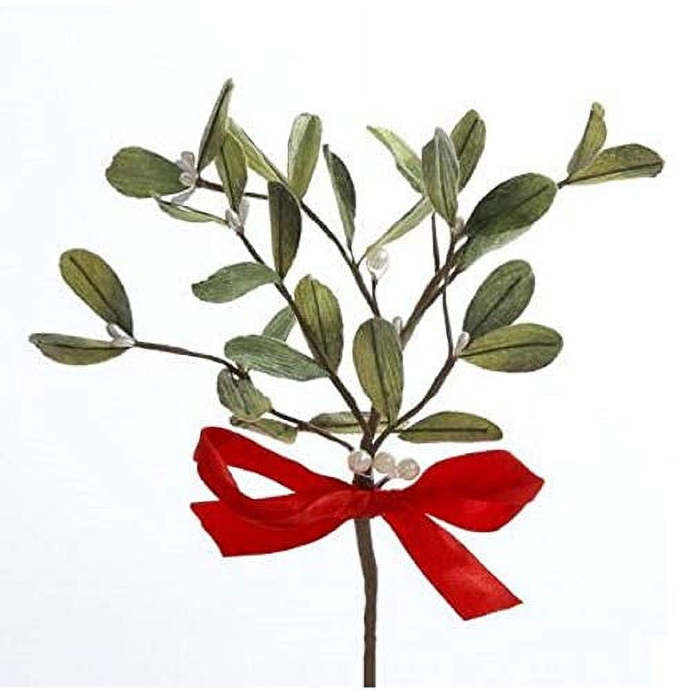 Kurt Adler Artificial Mistletoe Pick with Red Bow - Walmart.com