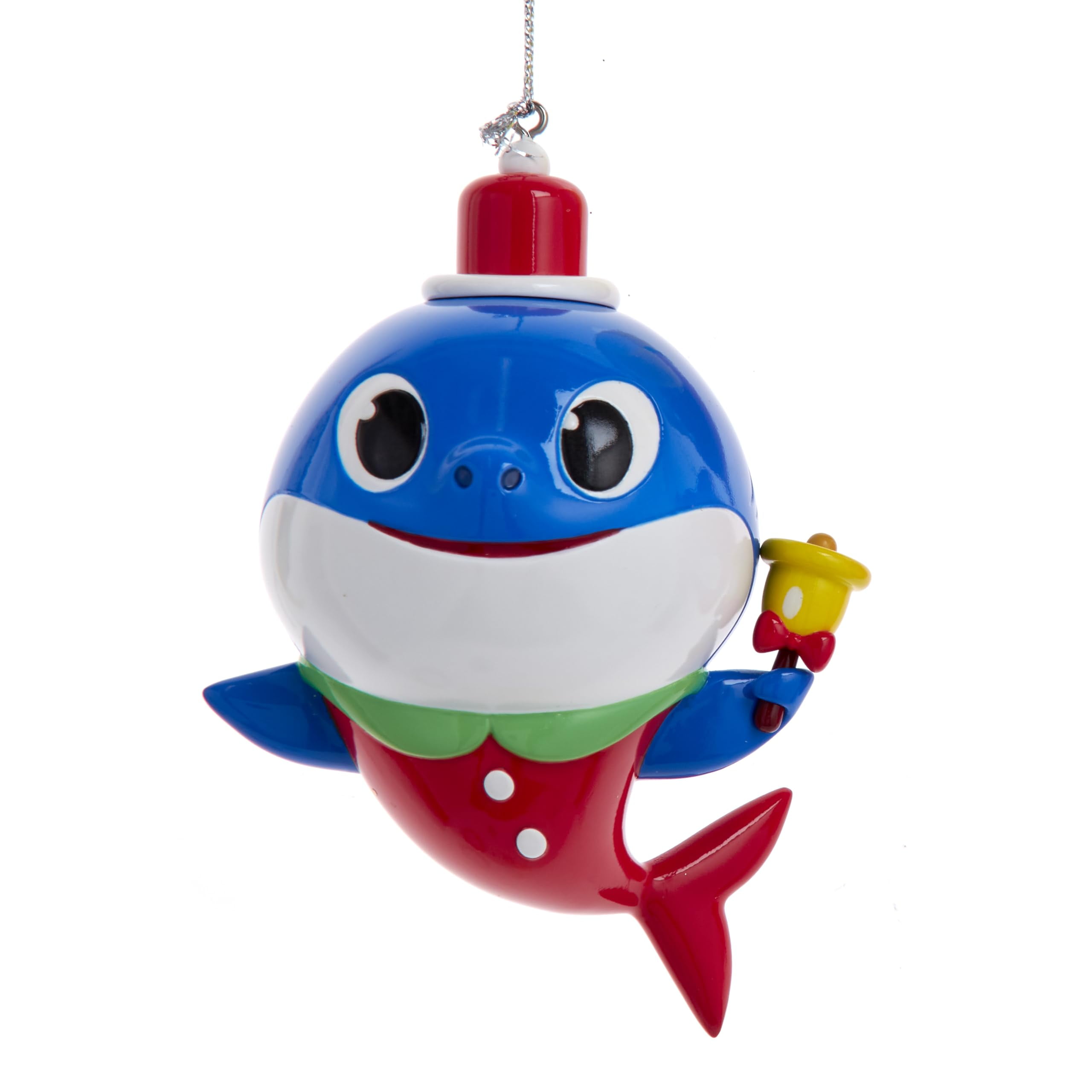 Kurt Adler Baby Shark™ Daddy Shark with Santa Hat Ornament, Blue Shark ...