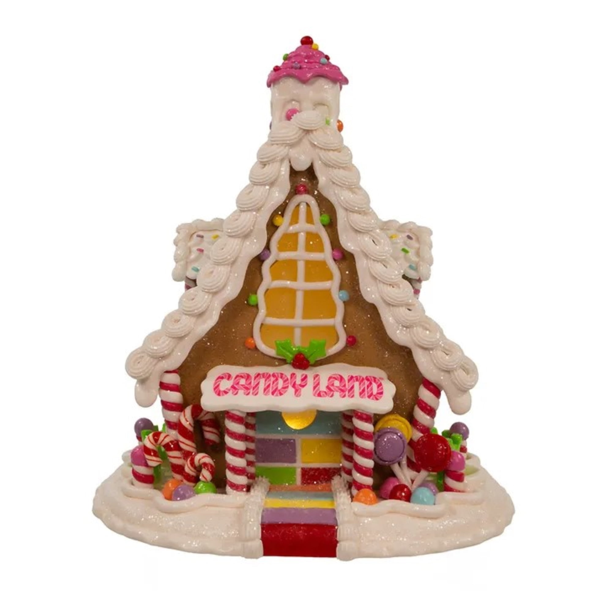Kurt Adler Battery Operated Lit Candyland Gingerbread House Table Piece ...