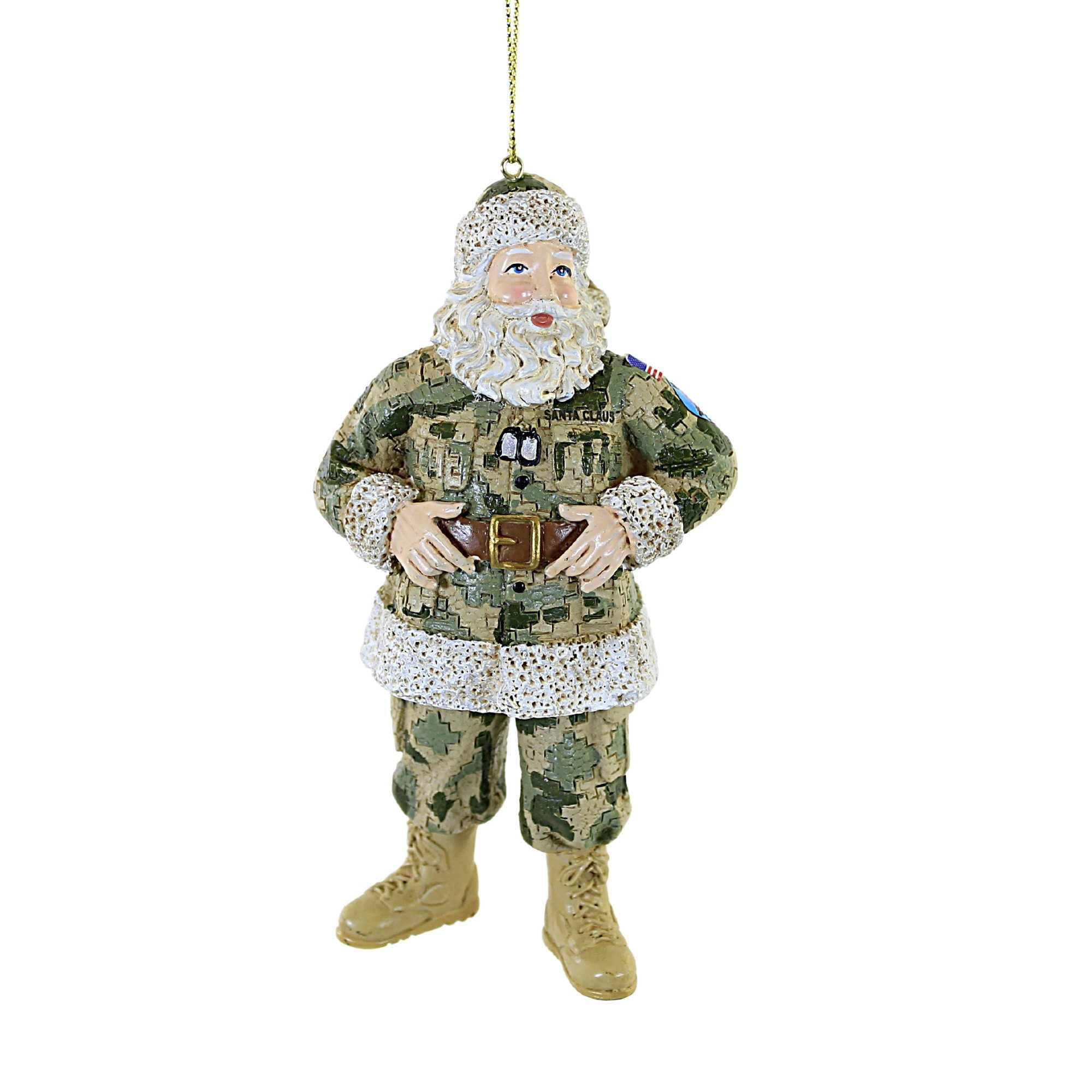 Kurt Adler C7673 Comouflage STF9 Military Santa Ornament,5.25 inches ...