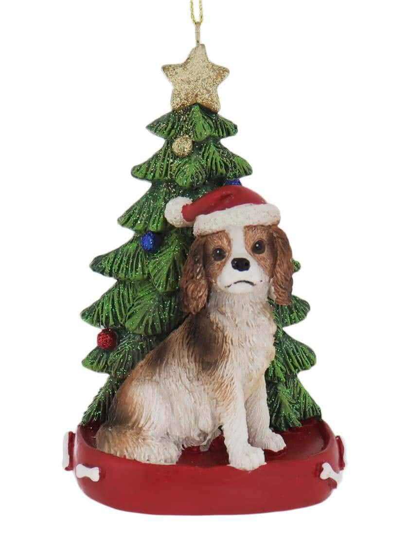 Kurt Adler CAVALIER KING CHARLES WITH CHRISTMAS TREE ANE LIGHTS ...