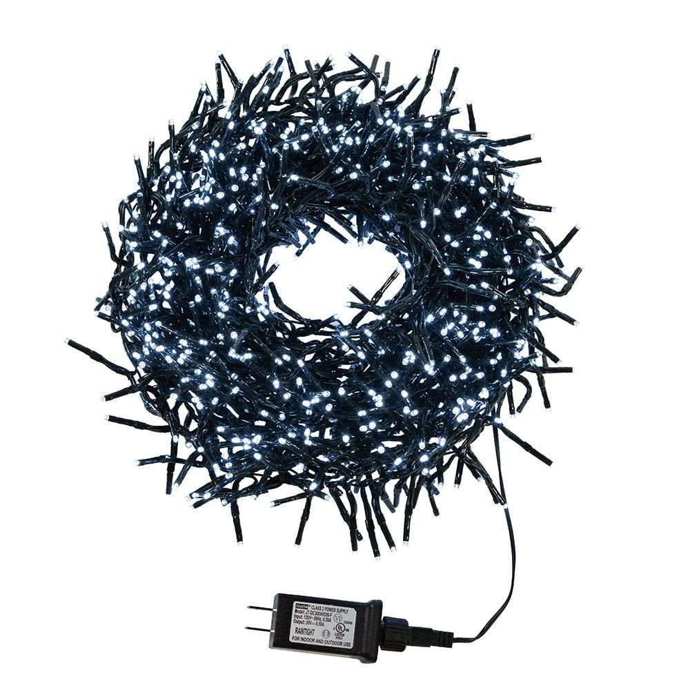 Kurt S. Adler CUL 1000 LED Cool White Cluster Lights, 8 Functions, 33 ...