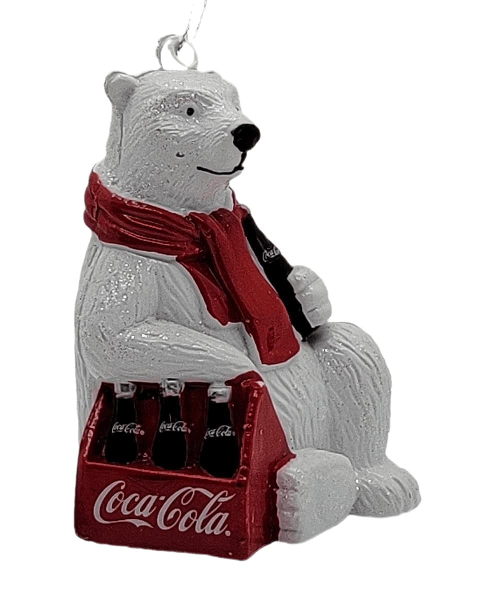 Kurt Adler Coca-Cola Polar Bear with 6-Pack Christmas Tree Ornament, 3. ...