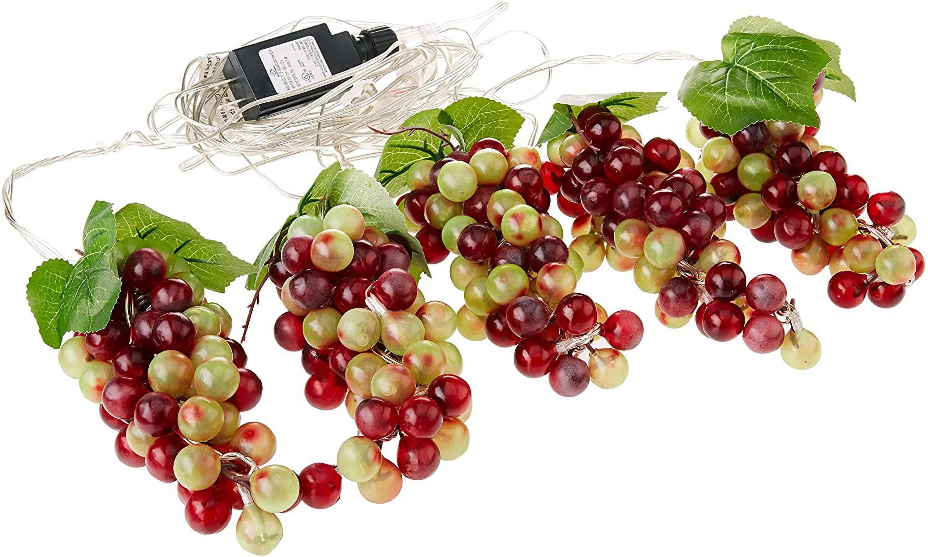 Kurt S. Adler Green and Burgundy Grape LED Light Set, 5 Bunches, Indoor ...